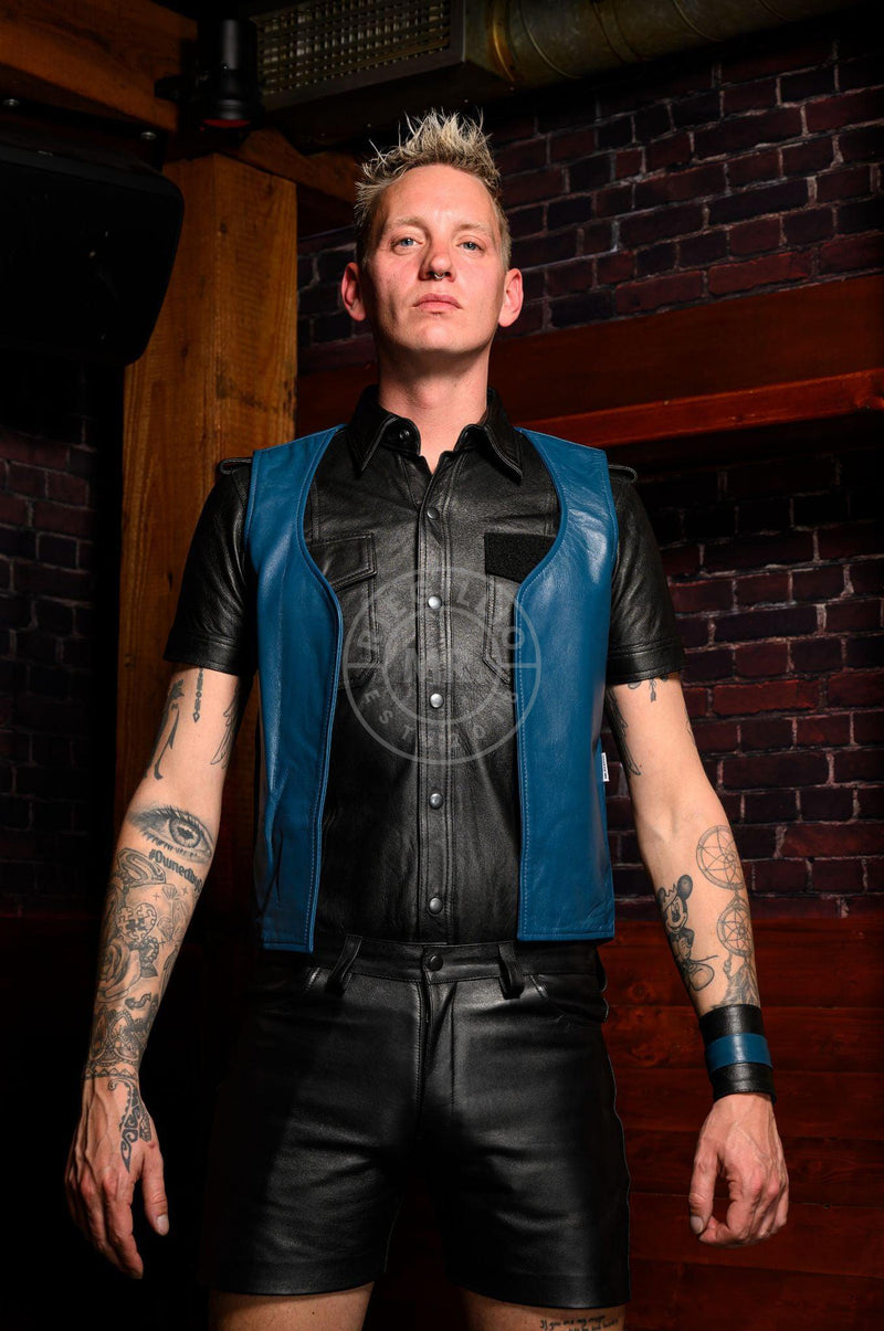 Leather Waistcoat - Jeans Blue by MR. Riegillio