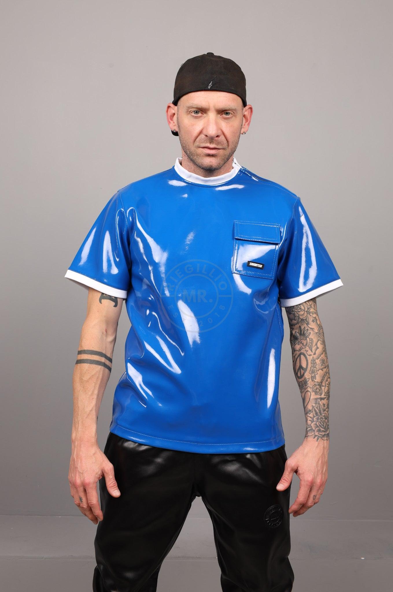 SNKRFTSH White / Blue PVC T-Shirt by MR. Riegillio